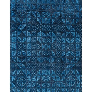 Ahgly Company Machine Washable Abstract Bright Navy Blue Area Rugs ...