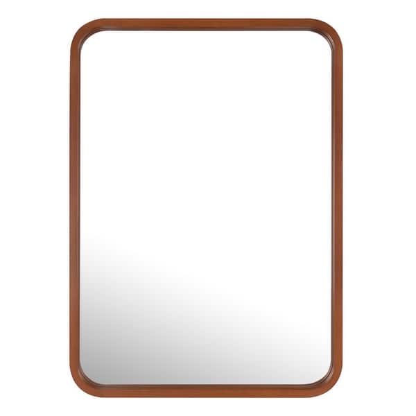 Solid Wood Frame Round Corner Rectangle Farmhouse Wall Mirror - Bed ...