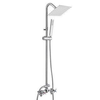 Wall - Mount Outdoor Shower Kit - Handheld Spray, Two Cross Handles, Adjustable Slide Bar, 2 ...