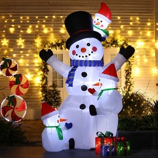8.5Ft Snowman and Snow Kids Inflatable with LED Lights - Bed Bath ...