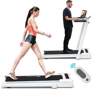2 in 1 Under Desk Treadmill, 2.5HP Folding Electric Treadmill Walking ...