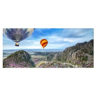 Designart 'Mountains and Balloon Landscape' Photo Metal Wall Art - Bed ...