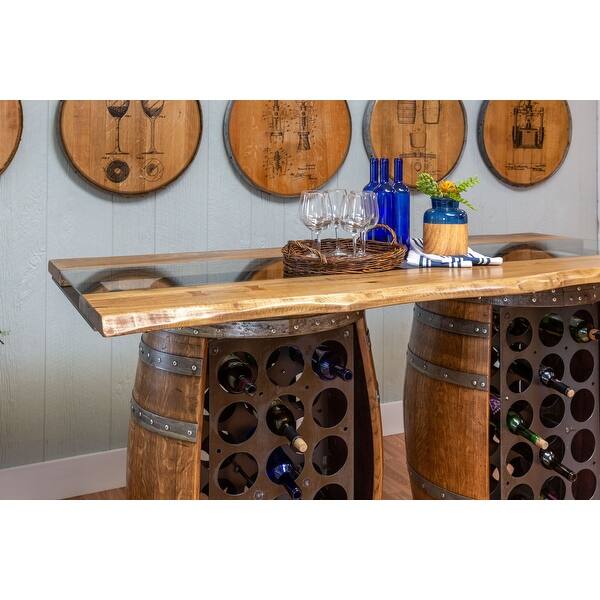 Wine Barrel Designs Live Edge 6-Person Barrel Bar Set with Wine Storage ...