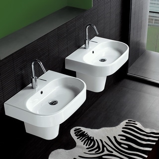 Bissonnet Area Semi-Pedestal Pro 23-5/8" Vitreous China Wall Mounted ...
