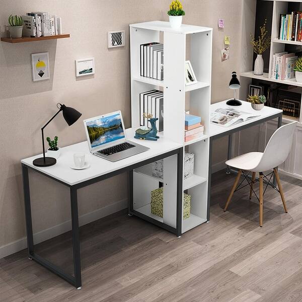 Two Person Computer Desk Double Workstation With Drawer Large Dual Work ...