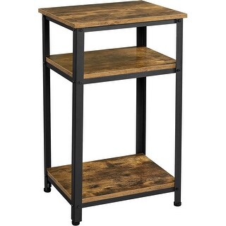 Industrial Side Table with Strong Wooden Shelves - Bed Bath & Beyond ...