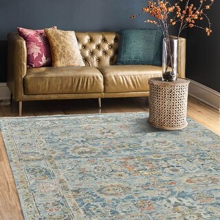 Hand Knotted Turkish Oushak Aqua Traditional Oriental Area Rug - 7' 9 ...