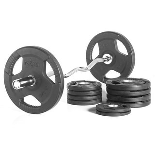 XMark XM-36701-CHROME-BAL-135 Olympic Curl Bar Set With 135 lb. Olympic ...