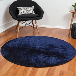 HomeRoots 10' Blue And Black Round Shag Tufted Handmade Area Rug - 10 ...