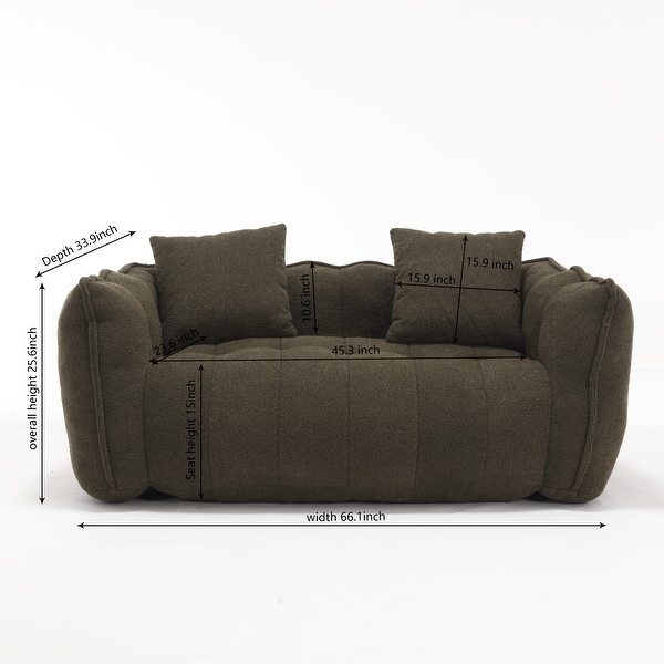 66 Inch Chenille Upholstered Loveseat with Pillows