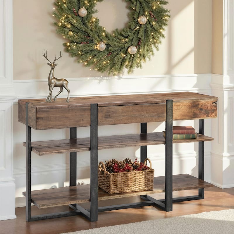 Magnussen Home Bowden Rustic Honey and Distressed Iron Rectangular ...