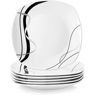 Dinner Plates Set of 6, 9.8 Inch Ceramic Plates, Square Plate Set - Bed ...