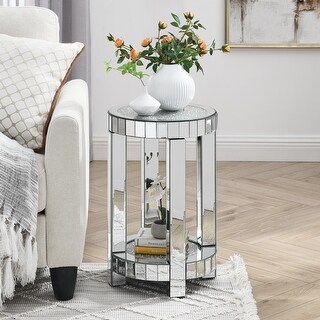 Round Mirror End Table with Crystal Inlay - Bed Bath & Beyond - 41414631