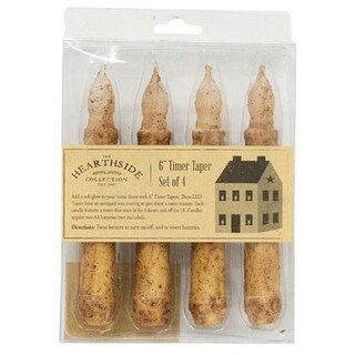 Pack of 4 Burnt Ivory Timer Tapers with Wax Coating Perfect for Indoor ...