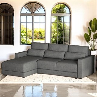 L-shaped Modular Sectional Sofa with Removable Back Cushions,3 Pillows ...
