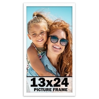 13x24 Frame White Solid Wood Picture Frame Includes UV Acrylic Shatter ...