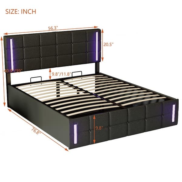 Full Storage Bed Slat Support Upholstered Platform Bed Fishbone Slats ...
