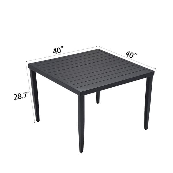 40x40" Black Outdoor Aluminum Square Dining Table with Umbrella Hole ...