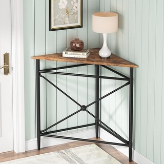 Triangle End Table, Industrial Corner Console, Corner Shelf - Bed Bath ...