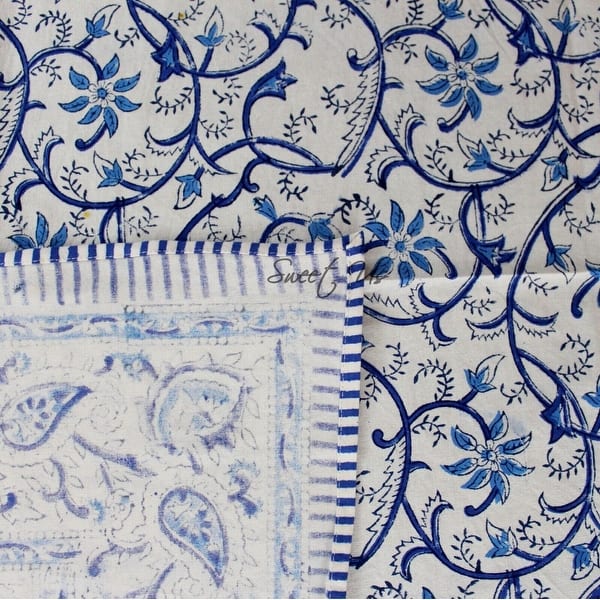 Block Print Cotton Flowering Vine Tablecloth Collection - On Sale - Bed ...