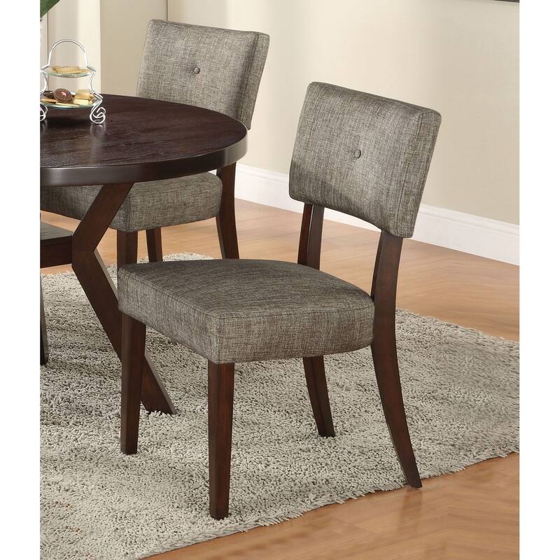 Set of 2 Side Chairs in Gray Fabric and Espresso - Overstock - 35031213