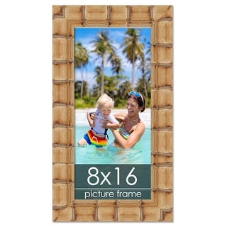 8x16 Bamboo Natural Complete Wood Picture Frame with UV Acrylic, Foam ...