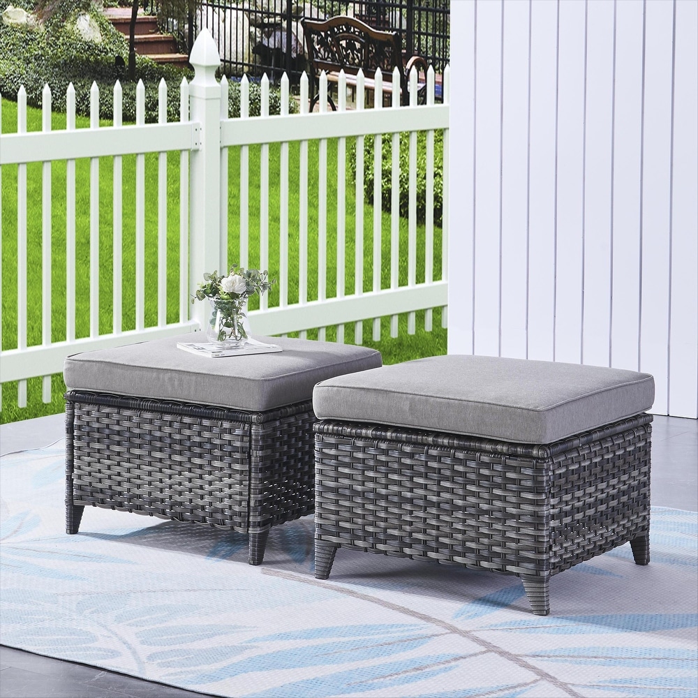 Grey Wicker Outdoor Ottomans and Poufs Bed Bath Beyond