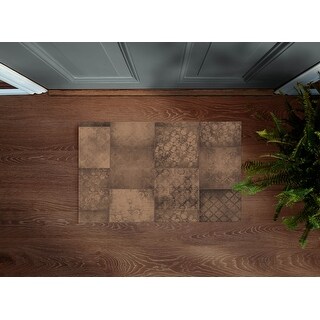 ECLECTIC BOHEMIAN PATCHWORK NEUTRAL with Rubberized non-slip Backing ...