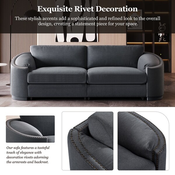 Curved Loveseat w Rivet Semilunar Arm Livingroom Sleeper Loveseat Bed Bath Beyond 39107567