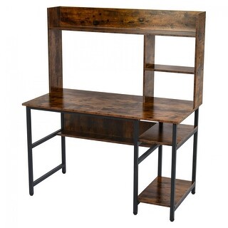 Multifunction Computer Desk With Multi-Layer Storage Shelves, Home ...