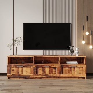 Modern TV Cabinet Stand for 80 inch TVs, Double Level Storage with 3 ...