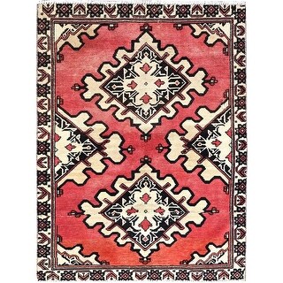 Shahbanu Rugs Goji Berry Red Evenly Worn Rustic Look Vintage Persian ...