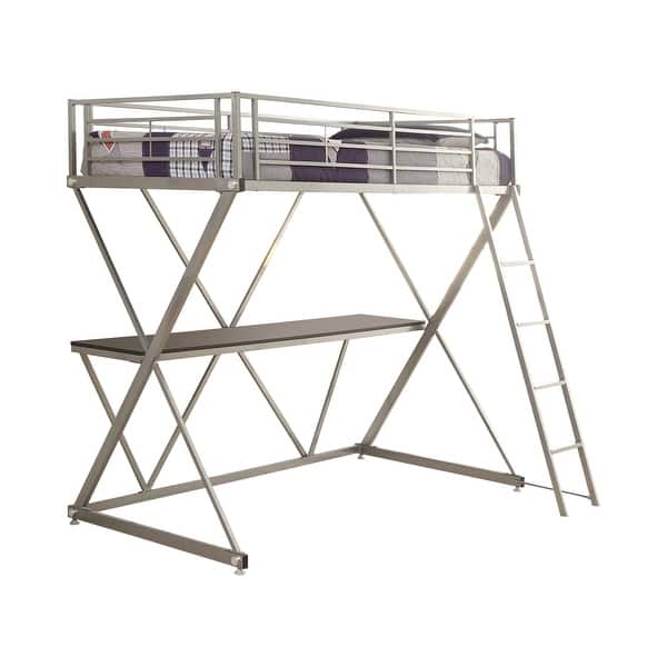 Larkin Silver and Black X-frame Workstation Loft Bed - Bed Bath ...