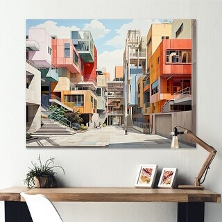 Designart "Minimalism Multicolor Cubic College Building" College ...