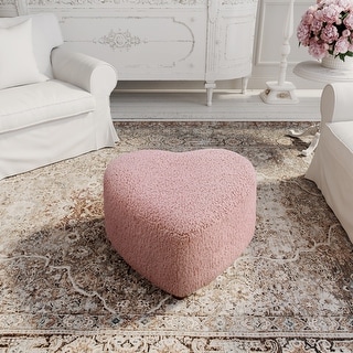 Alyna Sherpa Upholstered , Heart Shape Ottoman For Living Room - Bed ...