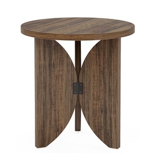 Butterfly-Inspired Round Wood End Side Snack Table for Living Room ...