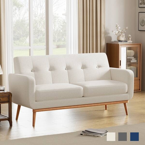 HUIMO Sofa Couch for Two People Tufted Fabric Upholstered Sofa - On ...