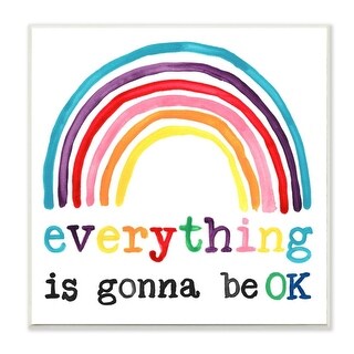 Stupell Everything is Okay Colorful Phrase with Rainbow Wood Wall Art ...