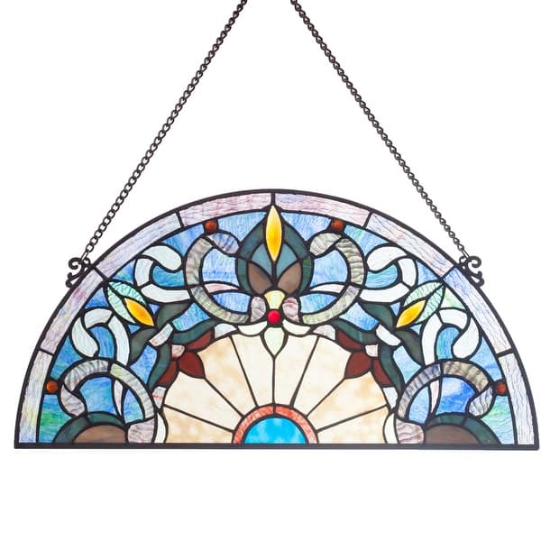 River of Goods Victorian Corista Half-Moon Stained Glass Window Panel ...