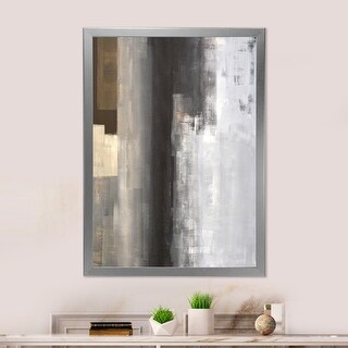 Designart "Brown Meets Grey Abstract Art VI" Modern Framed Wall Decor ...