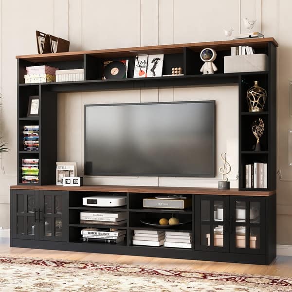 Wall Unit Entertainment Center with Bookshelves for TVs up to 80 ...
