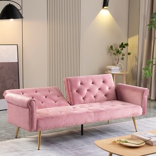Pink Convertible Futon Loveseat Sleeper Adjustable Recliner Bed - Bed ...