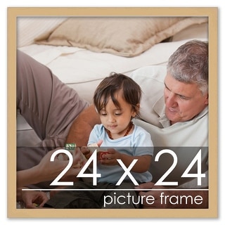 24x24 Traditional Natural Complete Wood Square Picture Frame with UV ...