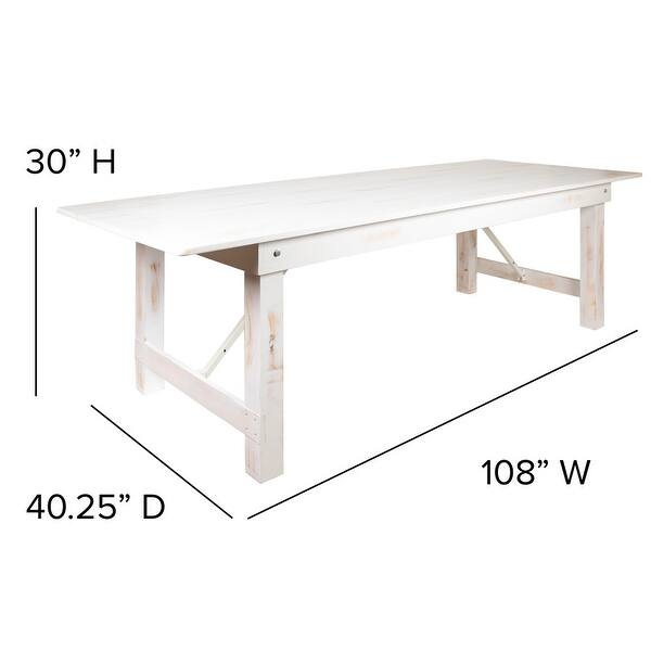 9' x 40" Antique Rustic Folding Farm Table and Four Bench Set - Bed ...