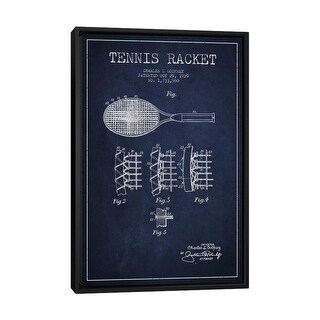 iCanvas "Tennis Racket Navy Blue Patent Blueprint" by Aged Pixel Framed ...