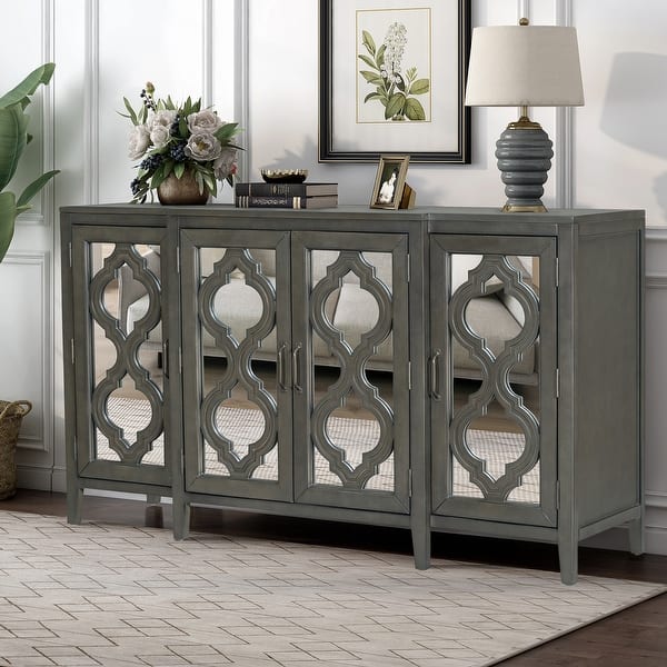 59.8" Modern Mirrored Console Table Sideboard with 4 Cabinets and 3 ...