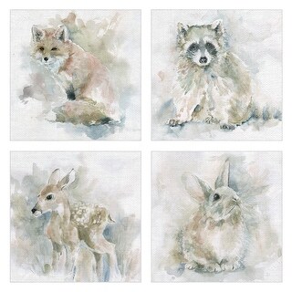 Watercolor Fawn, Fox, Rabbit, Raccoon by Paul Brent Canvas Art Prints ...
