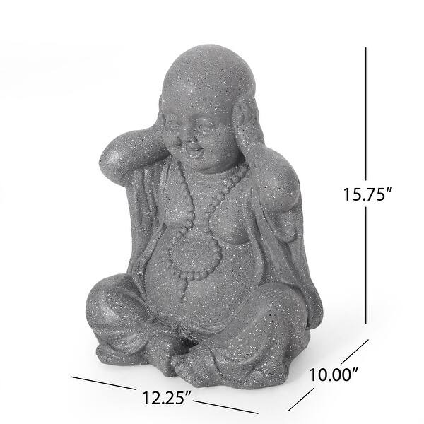 Harrod Outdoor Cast Stone Outdoor Hear No Evil Monk Garden Statue by ...