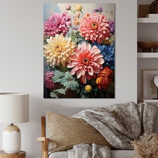Designart "Zinnias Burst With Fierce Brushwork I" Zinnias Wall Art ...