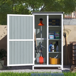 54" Two-Tone Storage Shed - Gray & White Design with Sloped Roof & 5 ...